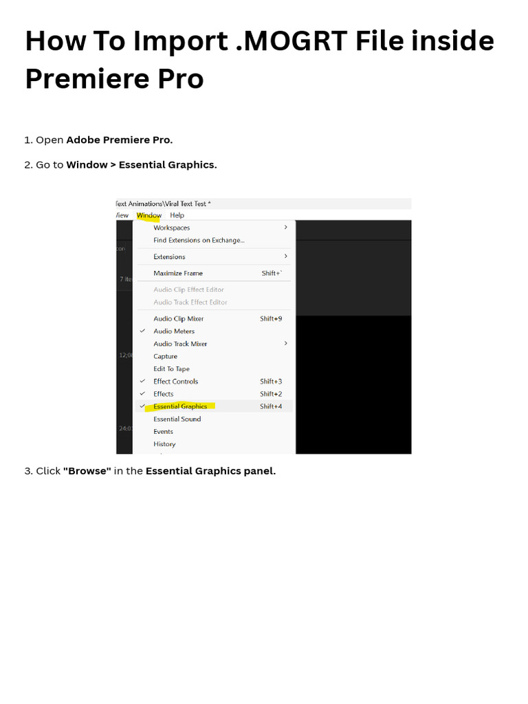 How To Import .MOGRT File Inside Premiere Pro | PDF | Art | Technology ...