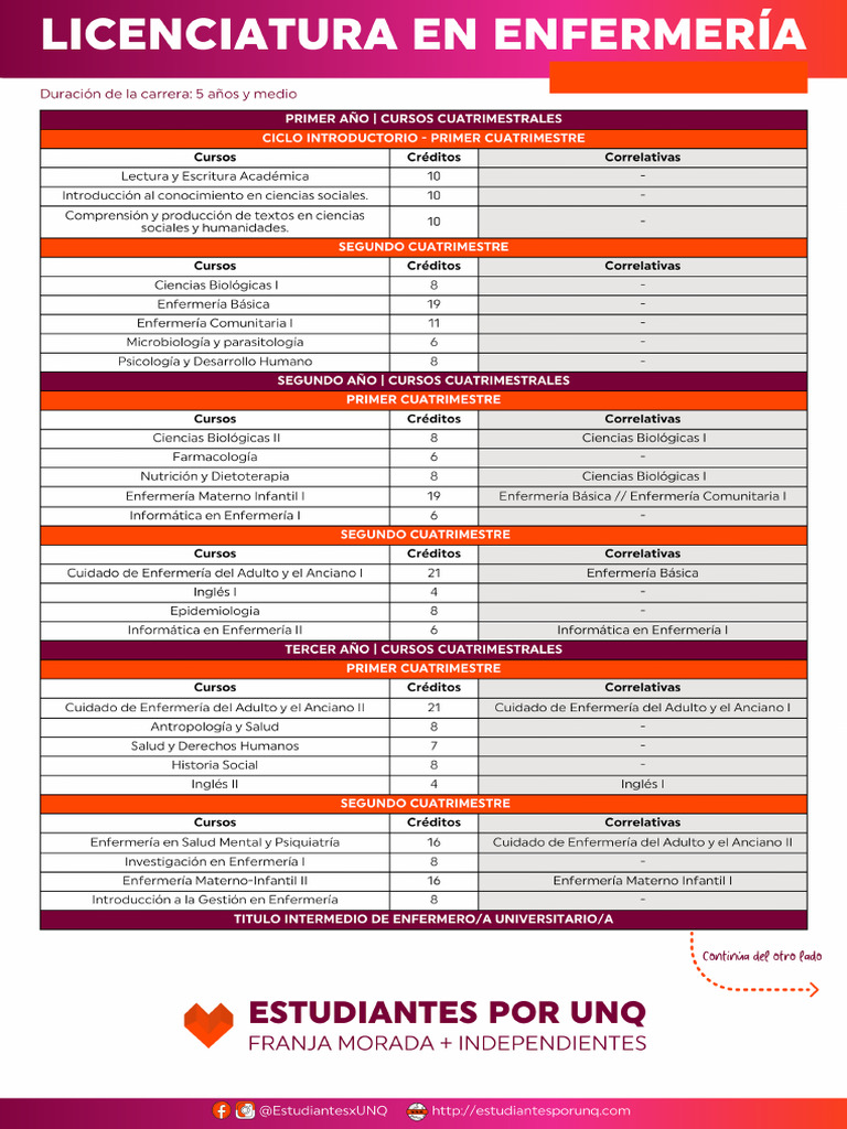 Plan de Estudio de La Lic. en Enfermeria | PDF