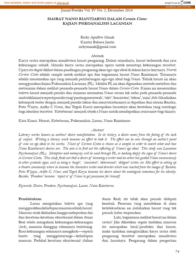 Hasrat Nano Riantiarno Dalam Cermin Cint | PDF | Puisi | Fiksi Umum