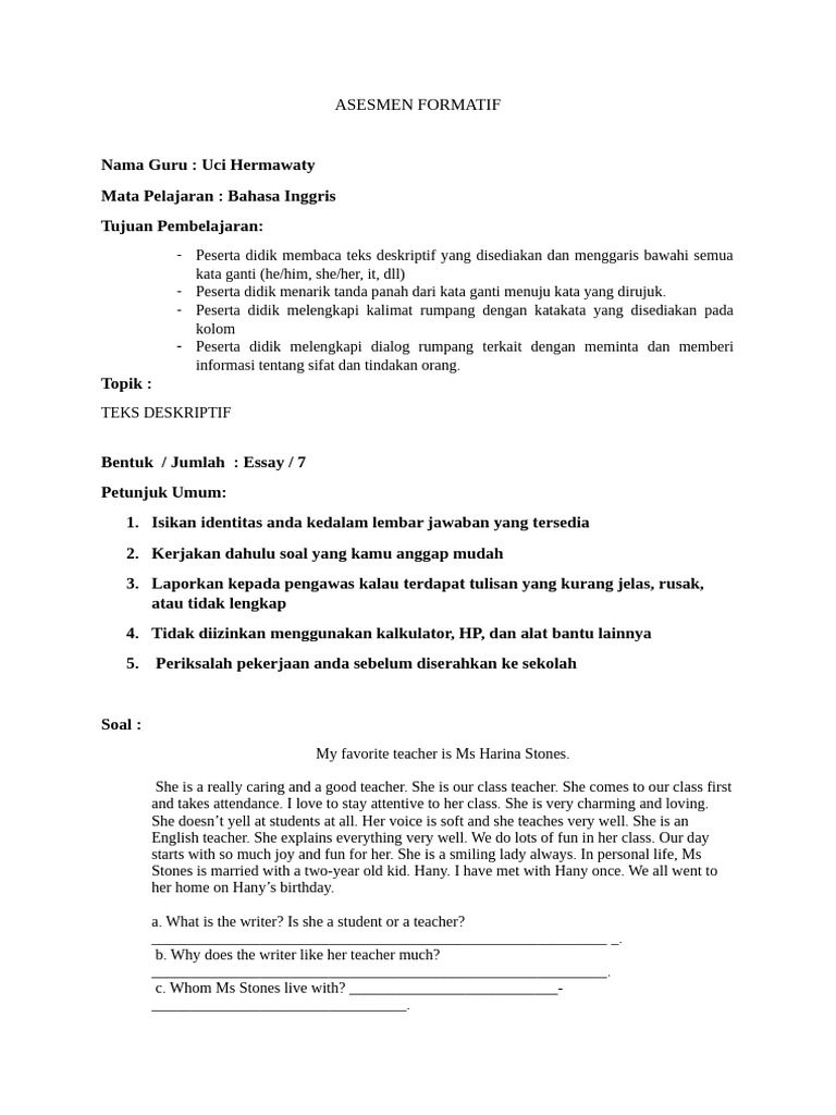 Menggaris Bawahi dalam Teks Deskriptif | PDF
