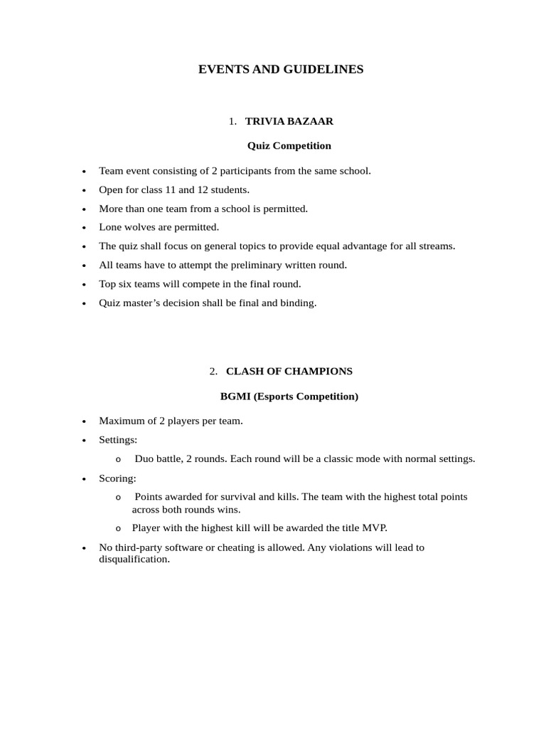 Rules and Guidelines for Events | PDF