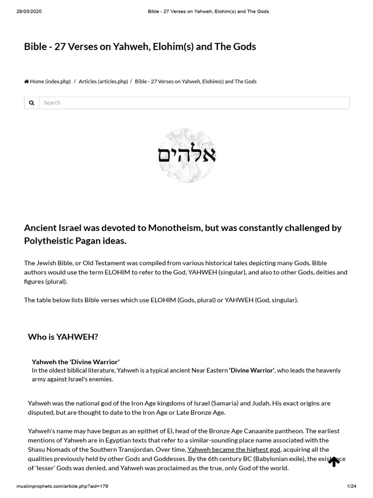 Yahweh vs. Elohim: Biblical Insights | PDF | Yahweh | Bible