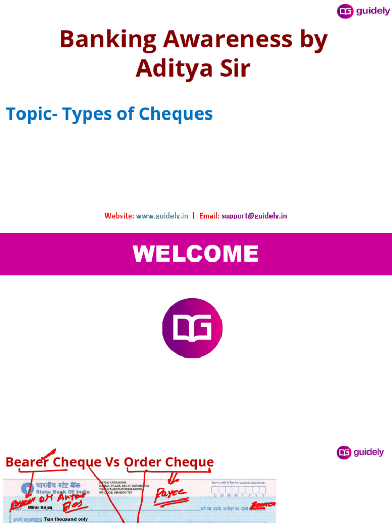 Types of Cheques | PDF | Cheque | Payments