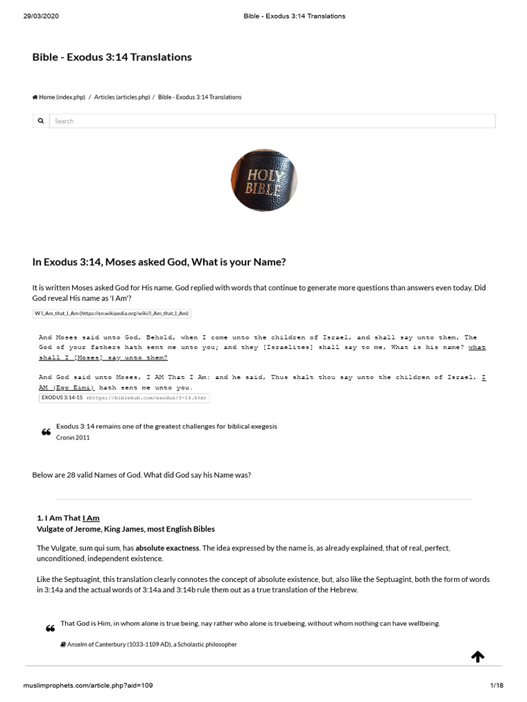 Bible - Exodus 3_14 Translations | PDF | Bible | Jesus