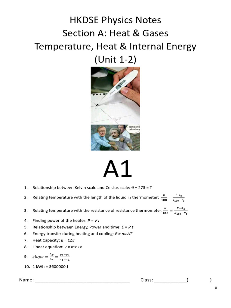 TA1 Temperature, Heat - Internal Energy | PDF | Heat | Temperature