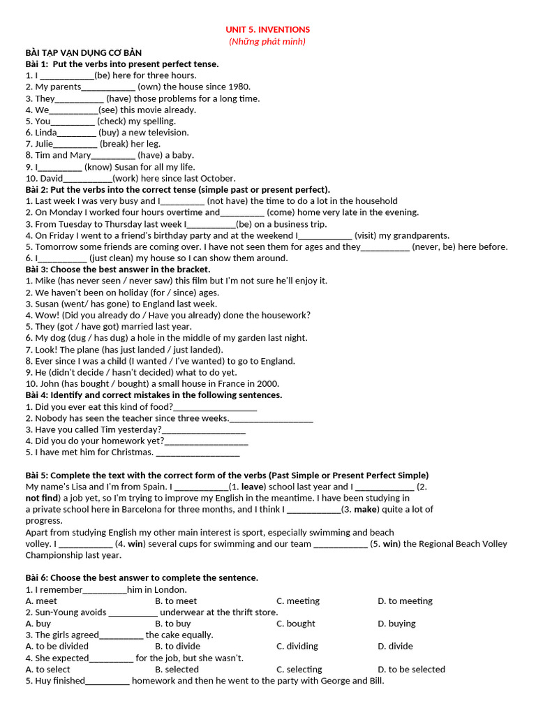 Unit 5 - Inventions - Ex | PDF