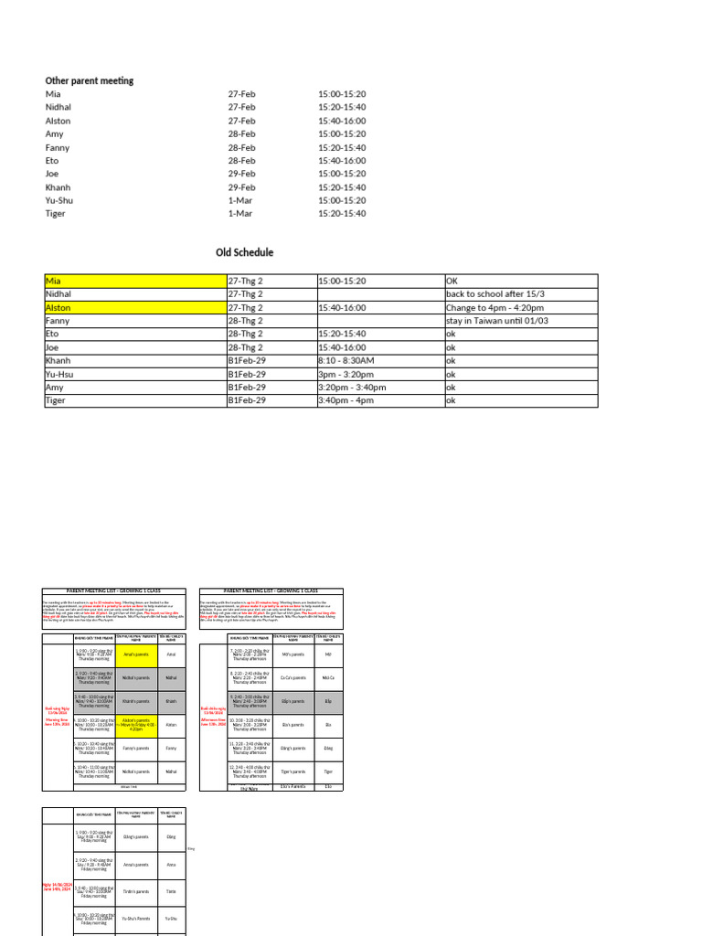 Parent Meeting Schedule Term 3 | PDF