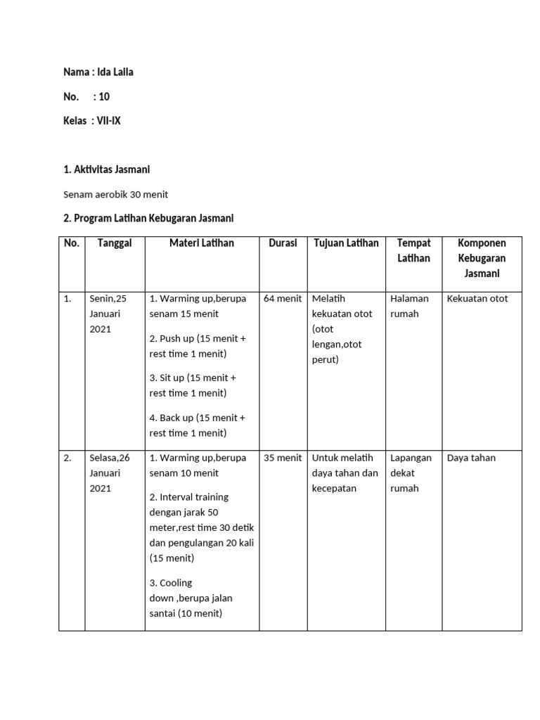 14.1program Latihan Kebugaran Jasmani | PDF