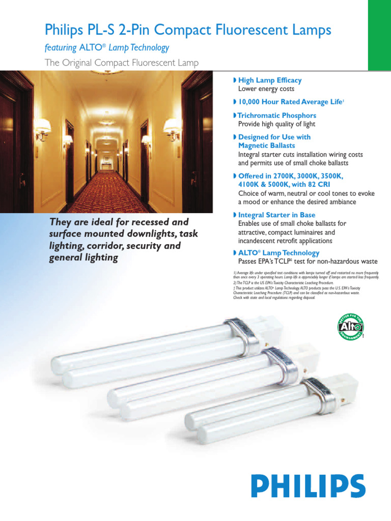 Phillips 2pin | PDF | Compact Fluorescent Lamp | Fluorescent Lamp