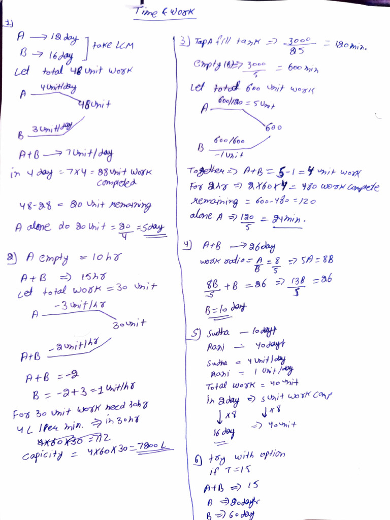 GA - Time and Work | PDF