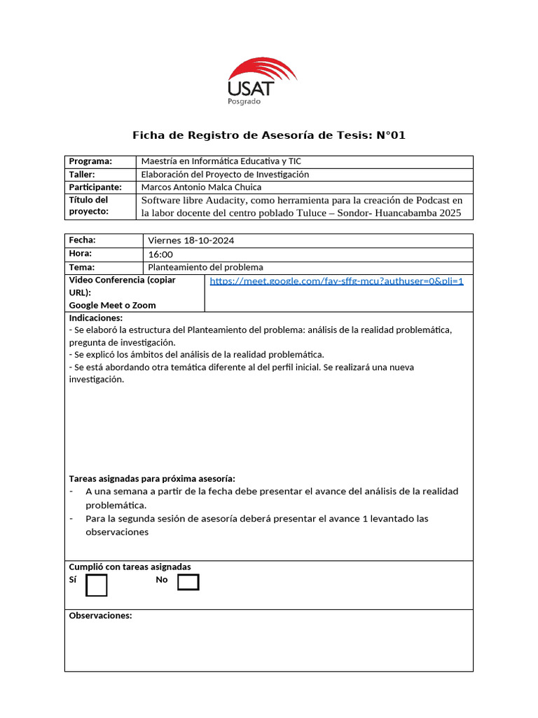 Ficha Asesoramiento 1 - Marcos Malca 1 | PDF | Informática