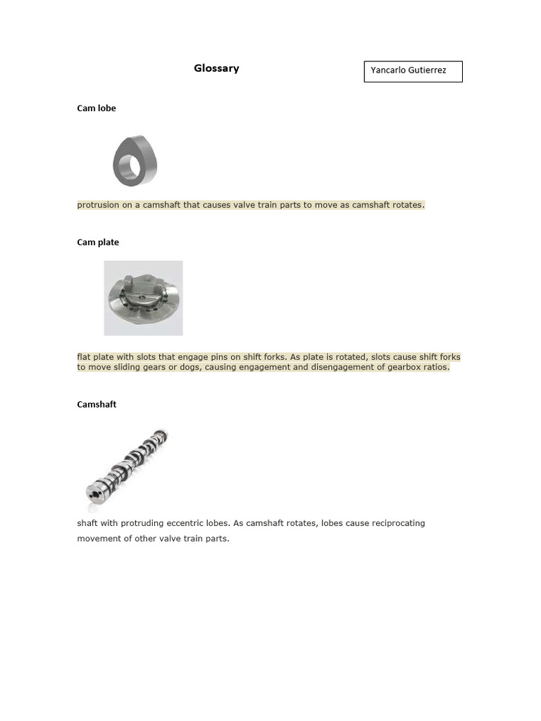 Automotive Terms Glossary Explained | PDF | Clutch | Piston