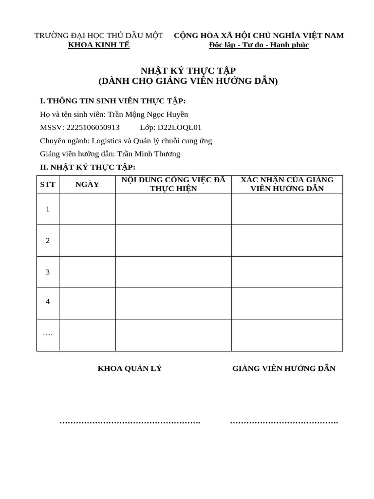 Nhat Ky Thuc Tap | PDF