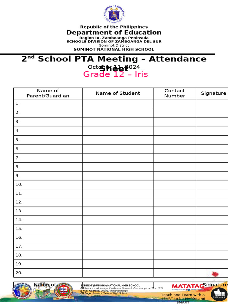 HPTA-attendance | PDF | Philippines | Social Institutions