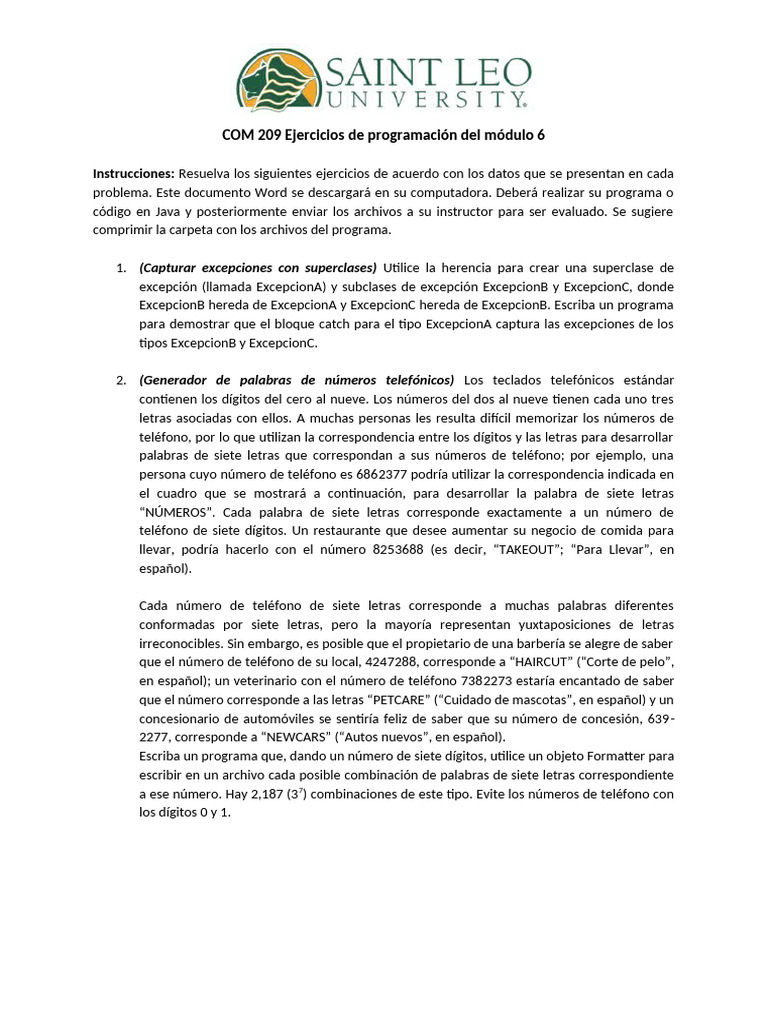 COM 209 M6 Ejercicios de Programación | PDF | Archivo de computadora | Programación de computadoras