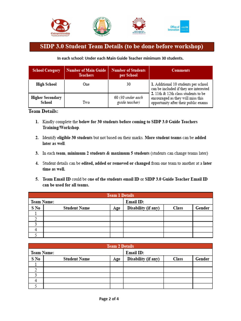 01 - SIDP 3.0 Guide Teacher Workshop-Training Preparatio Form 1 (1 ...