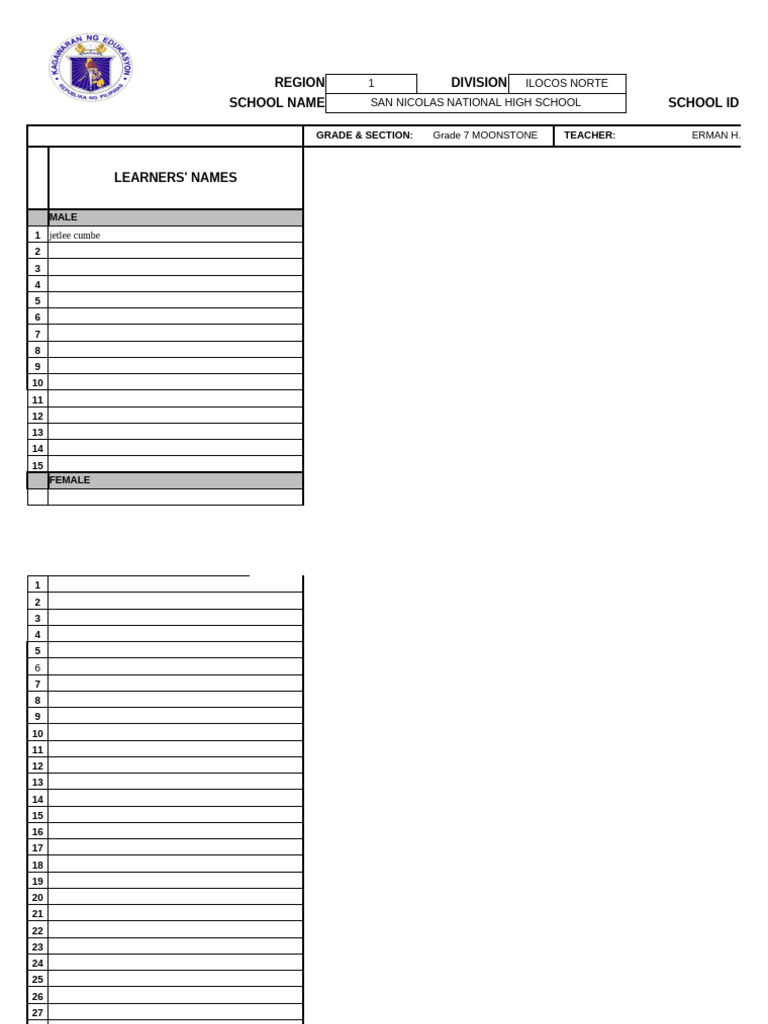 1ST To 4TH MAPEH E-CLASS RECORD MATATAG CURRICULUM | PDF