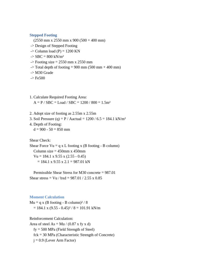 Stepped Footing and Bbs | PDF | Bending | Structural Engineering