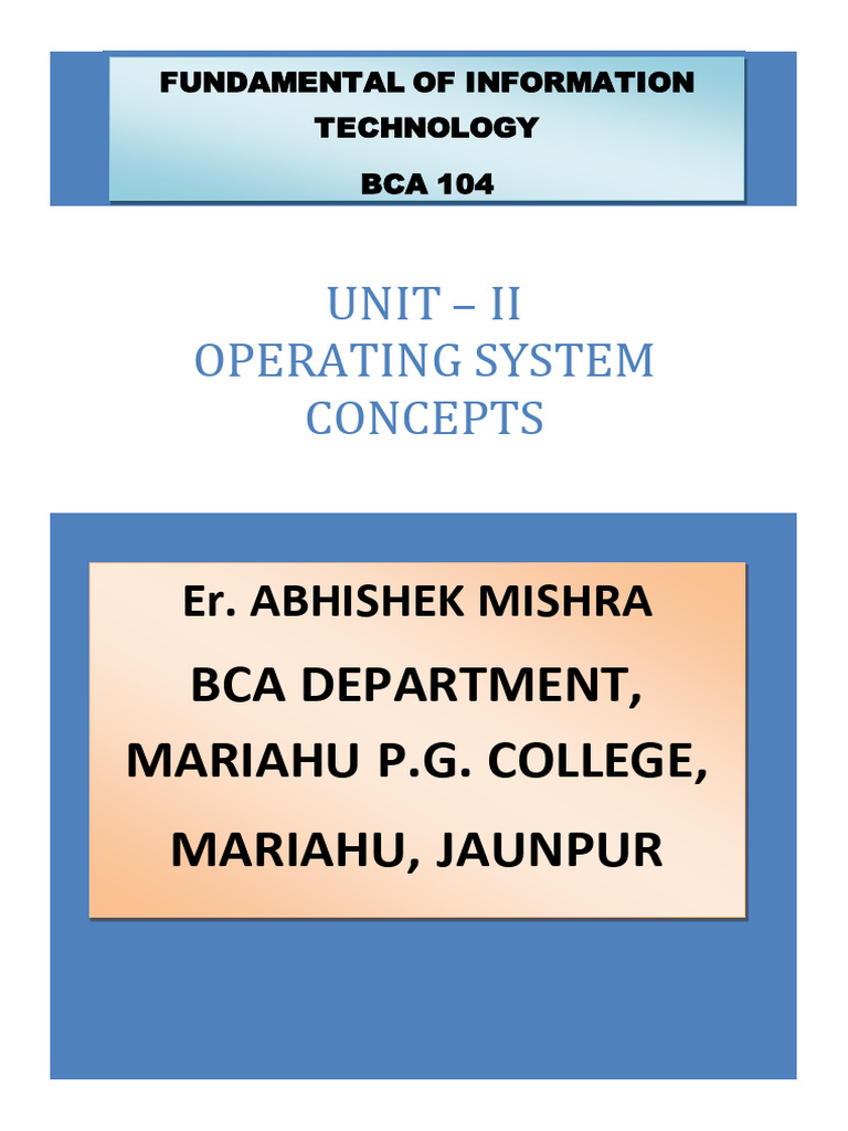 Unit - II Operating System Concepts | PDF | Operating System | Microsoft Windows
