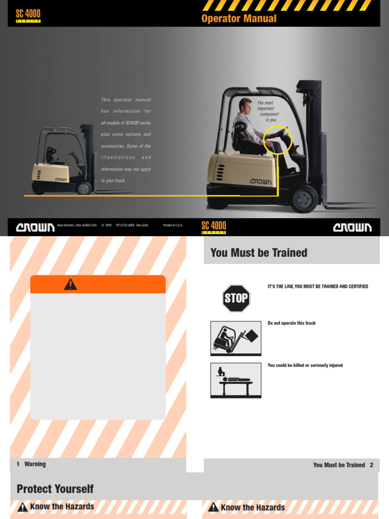 Crown Counterbalance Trucks SC4000 Operator Manual - Compressed | PDF ...