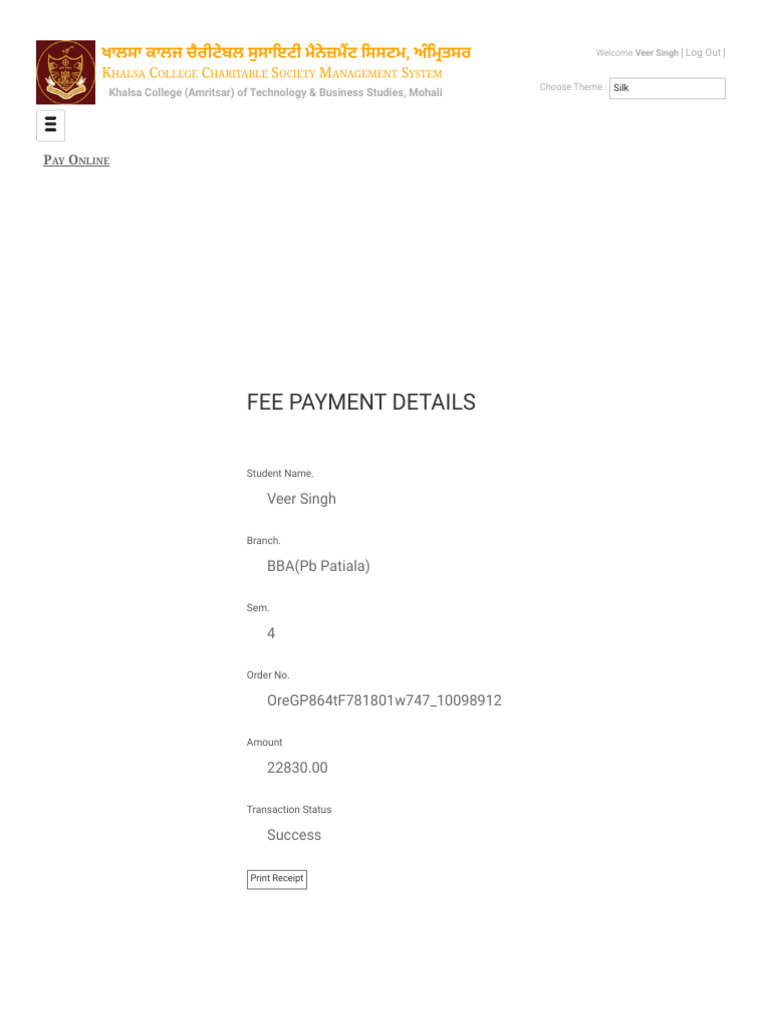 Student Fee Slip | PDF