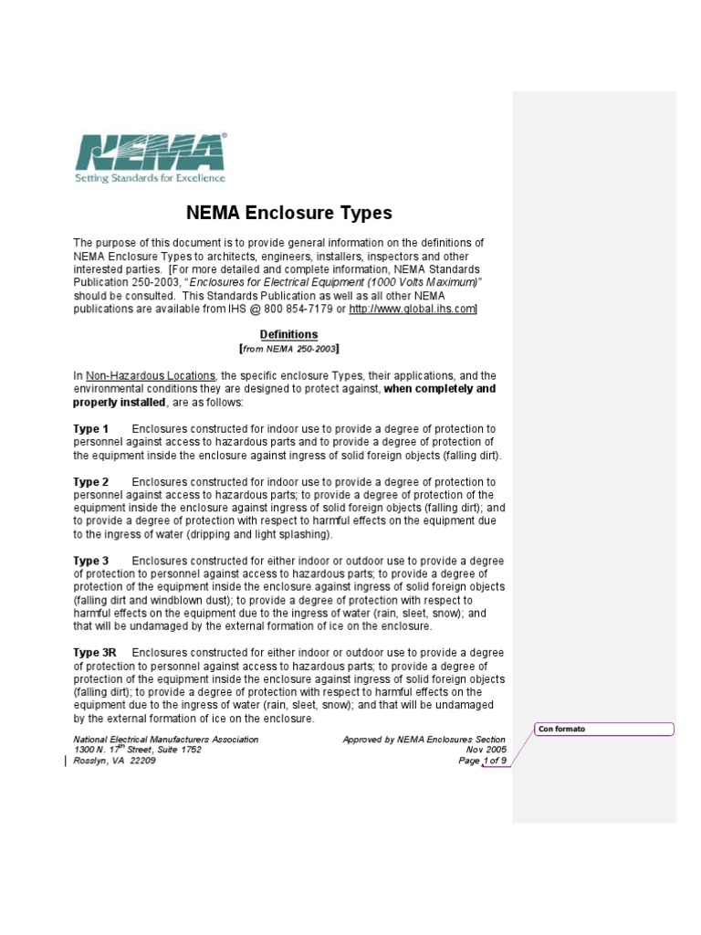 NEMA Enclosure Types 11-05-2 | PDF | Chemical Substances | Chemistry
