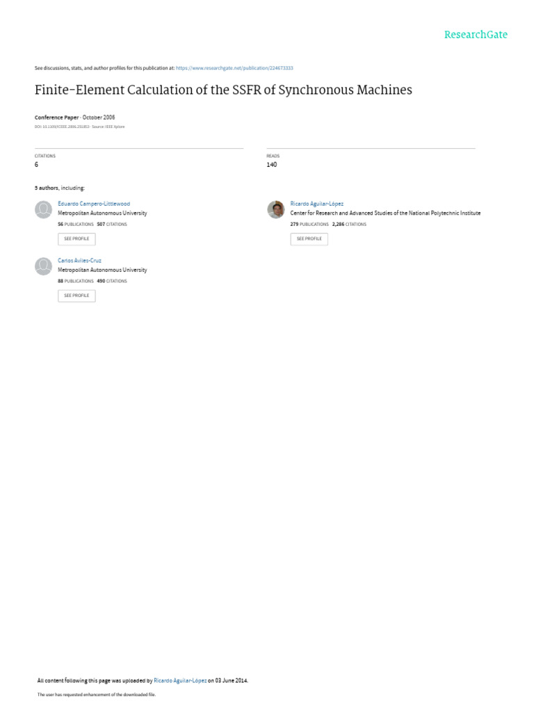 Synchronous Machine Parameters From Frequency-Response Finite-Element Simulations and Genetic ...