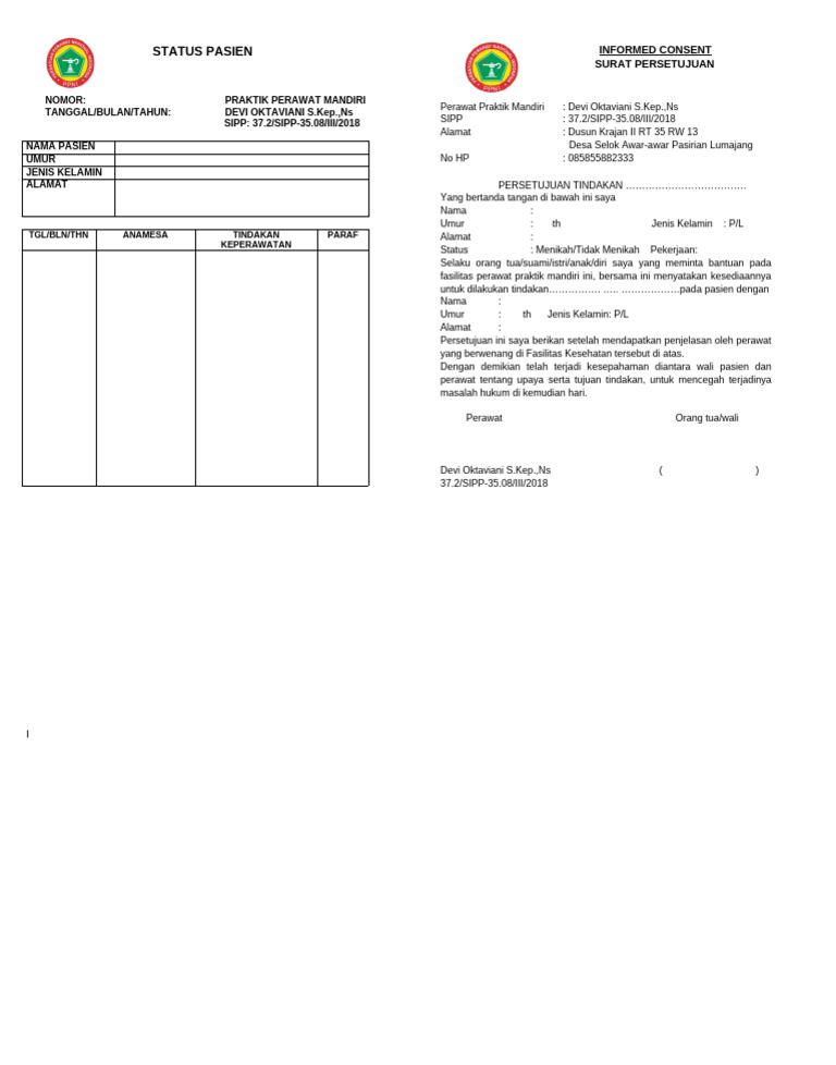 Status Pasien Praktik Perawat Mandiri | PDF