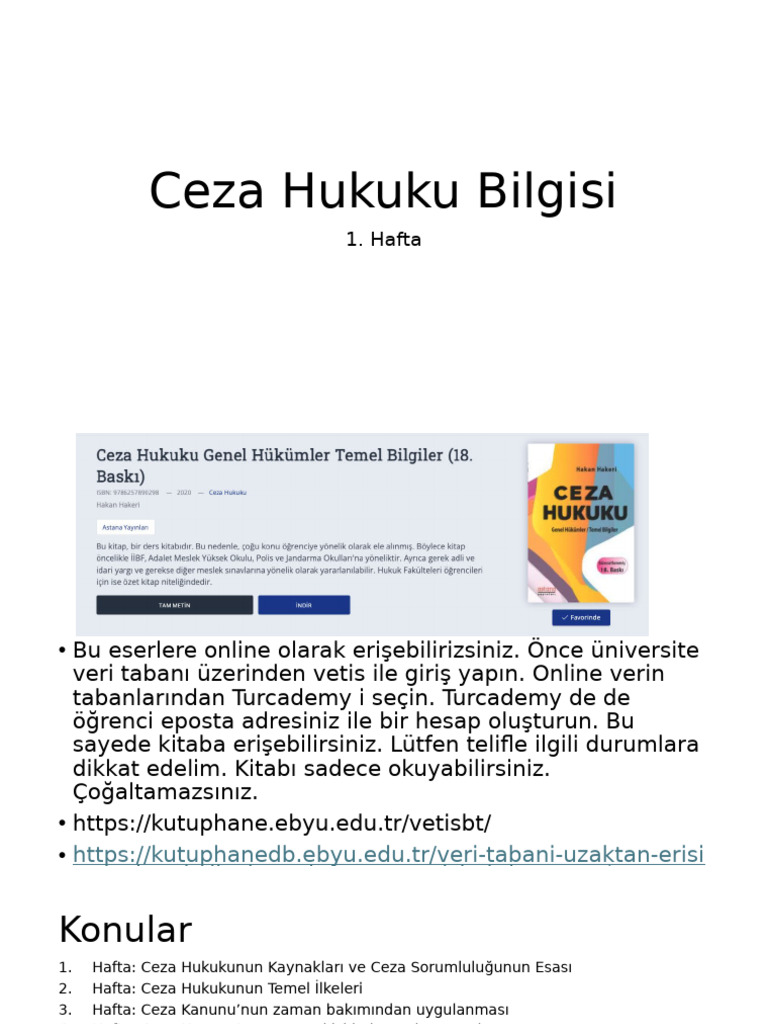 Ceza Hukuku Bilgisi Sunu 1 Hafta | PDF