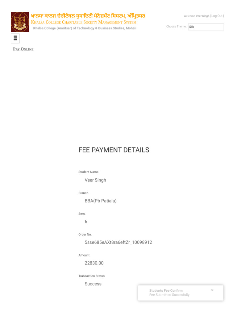 Student Fee Slip | PDF