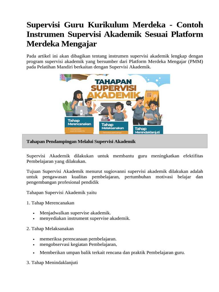 Instrumen Supervisi Akademik Merdeka | PDF