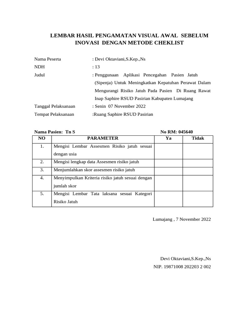 Lembar Cheklist | PDF