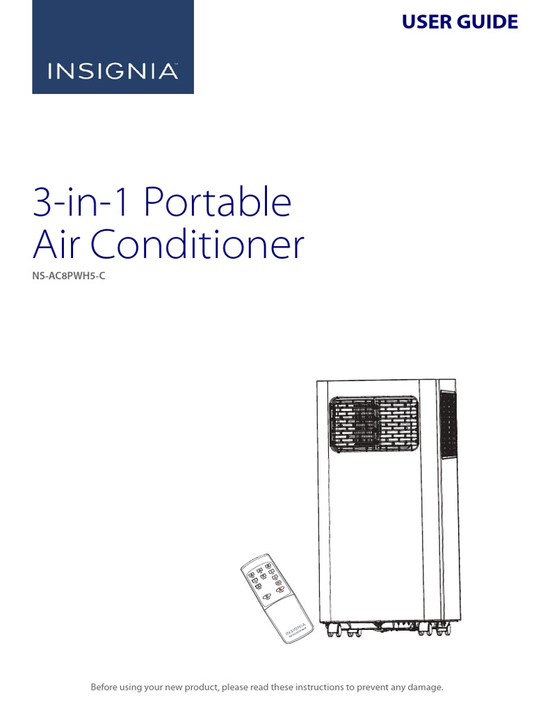Ns Ac8pwh5 C 3in1 Portable Air Conditioner Userguide en | PDF | Air Conditioning | Leak