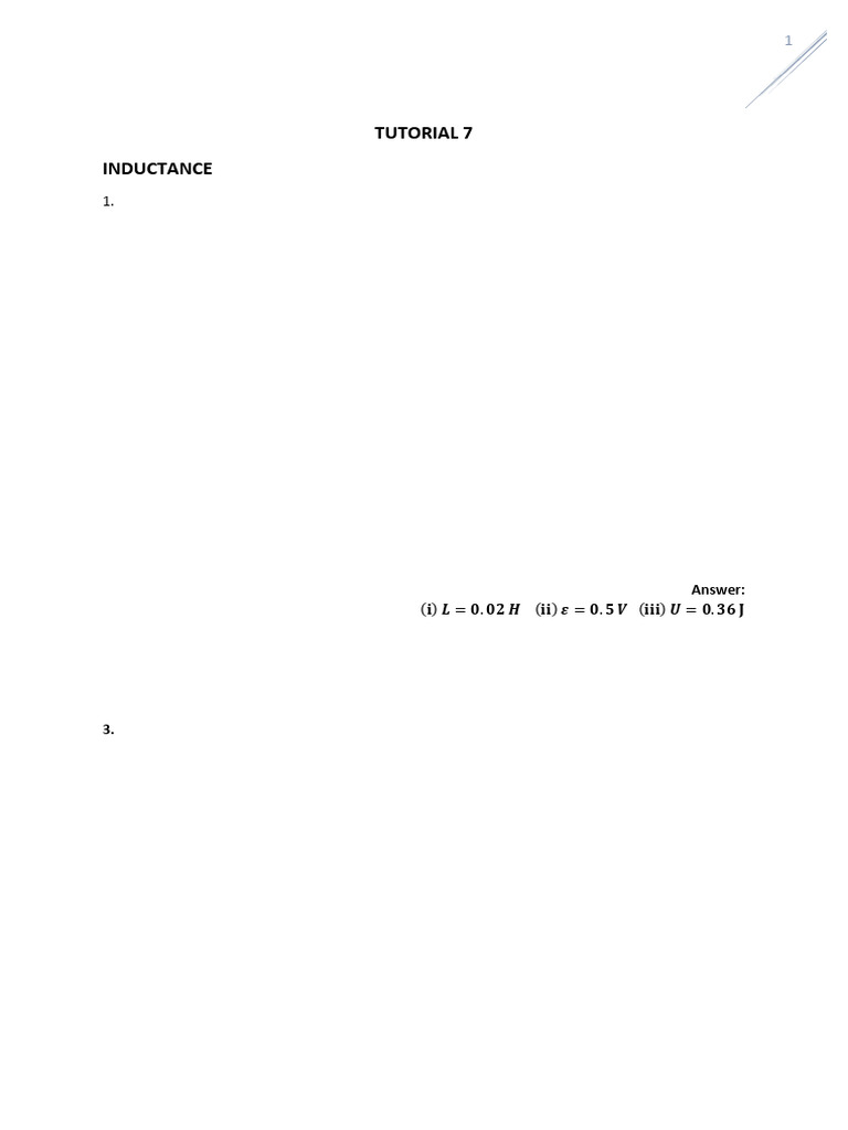 TUTORIAL 7 | PDF | Inductance | Inductor