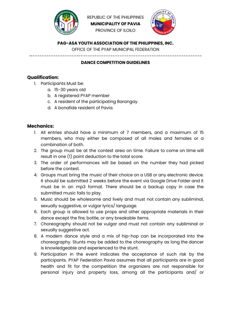 Pavia Dance Competition Rules | PDF