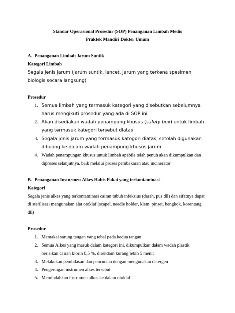 Sop Pengolahan Limbah DPP DR Ersyika | PDF | Pengembangan Diri | Sains & Matematika
