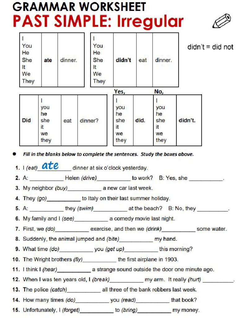 Simple Past Exercises | PDF