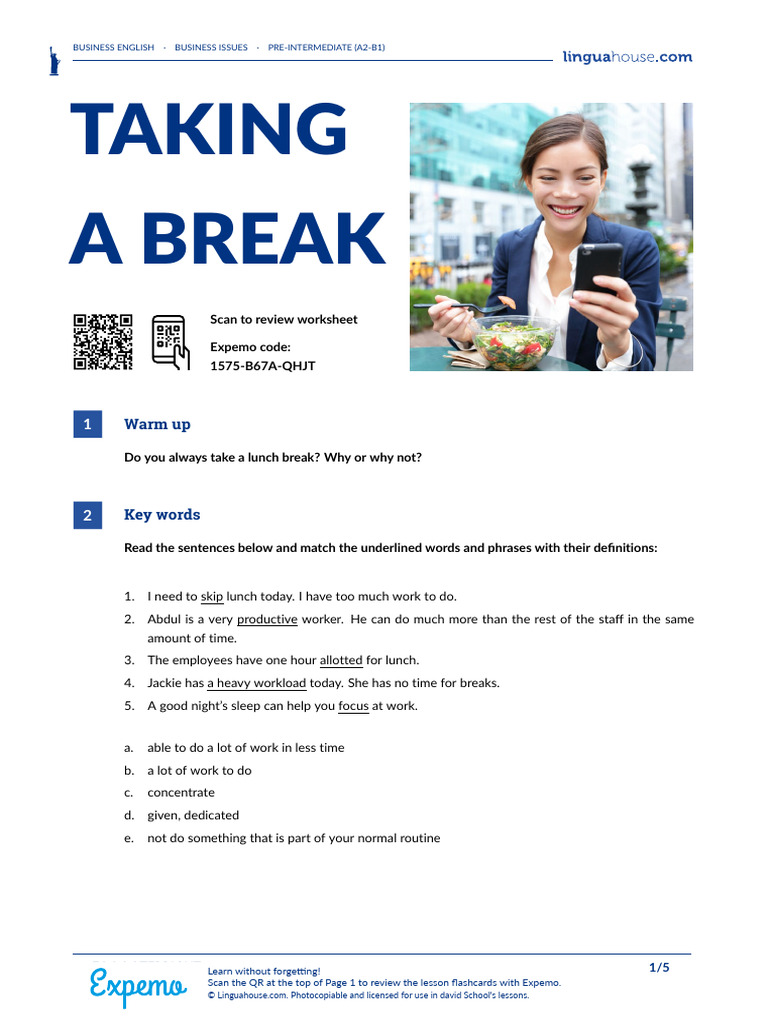 Taking A Break American English Student Ver2 | PDF | Verb | Linguistic Morphology