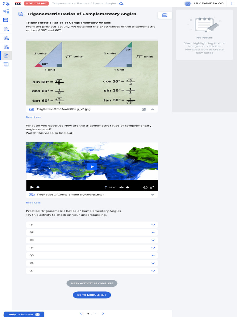 Trigonometric Ratios of Special Angles 3 | PDF