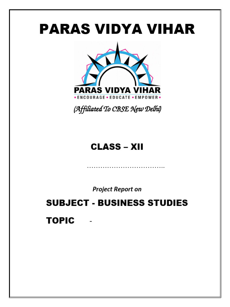 Business Studies Cover Page | PDF
