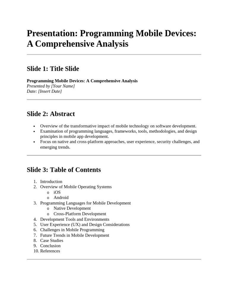 Programming Mobile Devices: A Comprehensive Analysis | PDF | Android (Operating System) | Cross ...
