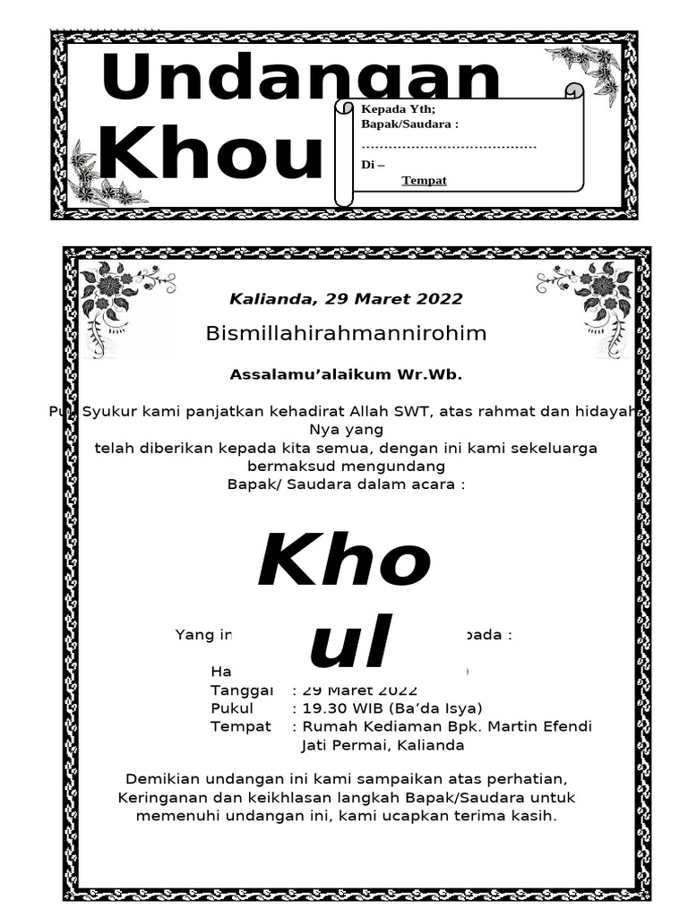 Undangan Khoul | PDF