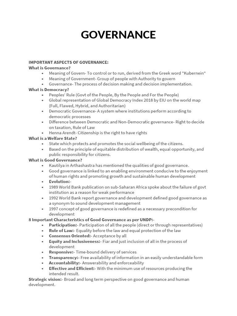 GOVERNANCE | PDF | Governance | Policy