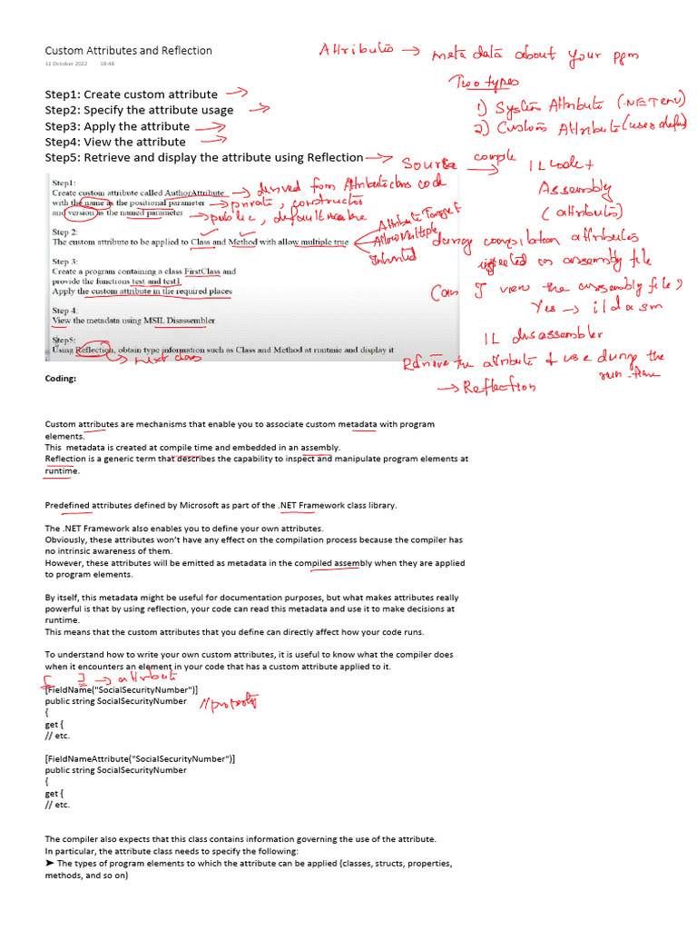 Custom Attributes and Reflection | PDF | Class (Computer Programming ...