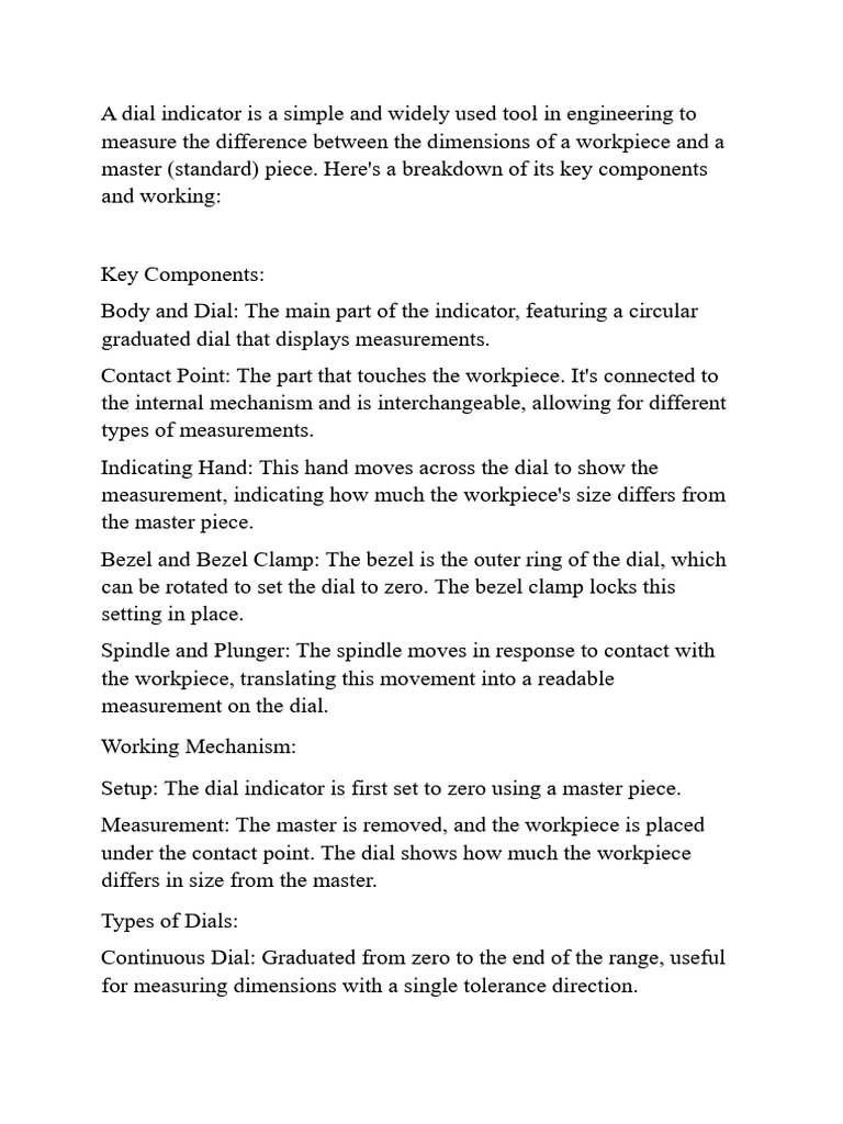 Dial Indicator-Mechanical Comparator | PDF | Gear | Equipment
