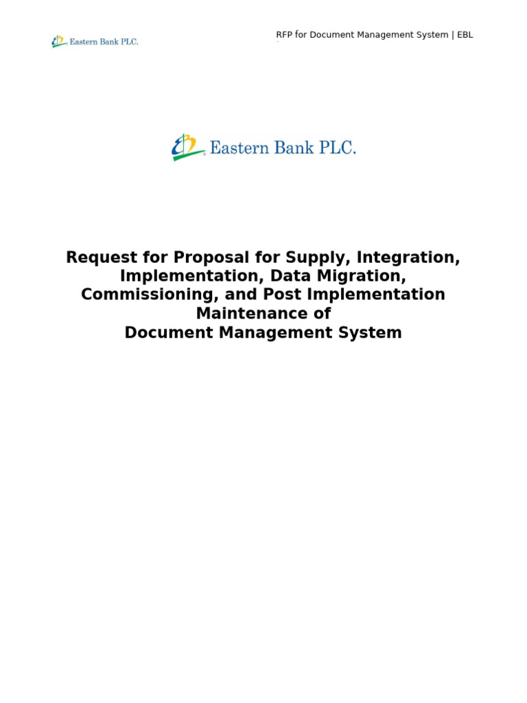 ToR - Eastern Bank Ltd. | PDF | Request For Proposal | Operating System