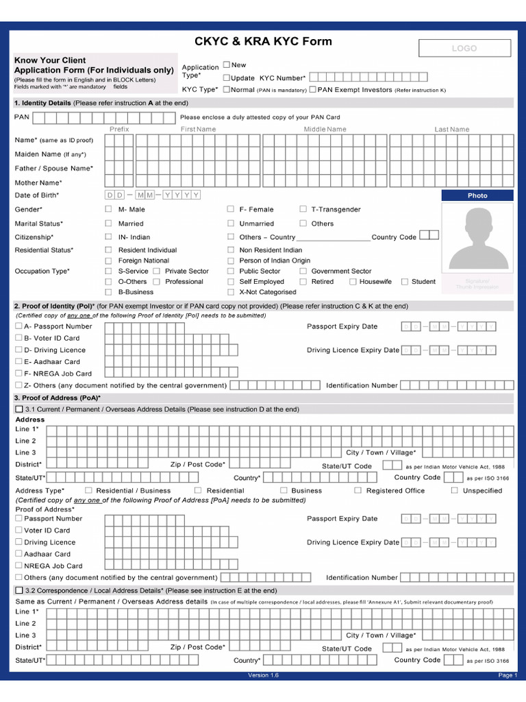 CKYC & KRA - Application - Form (2) - 1 | PDF