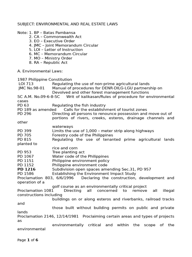 Environmental and Real Estate Laws Overview | PDF | Real Estate Appraisal