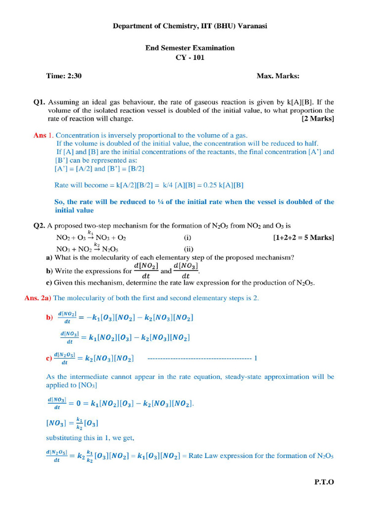CY-101 End Sem 2022 With Solutions | PDF