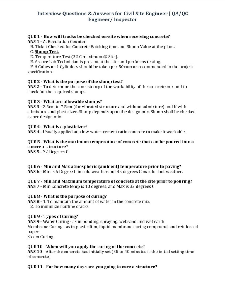 Civil Interview Question | PDF
